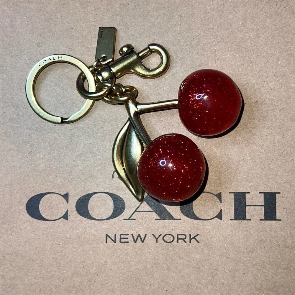 Coach | Accessories | Coach Red Cherry Bag Charm Keychain With Gold ...